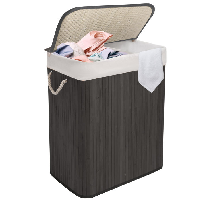 Metro Lane Knight Bamboo Laundry Basket, 105L Laundry Hamper With Removeable Washable Lining ...